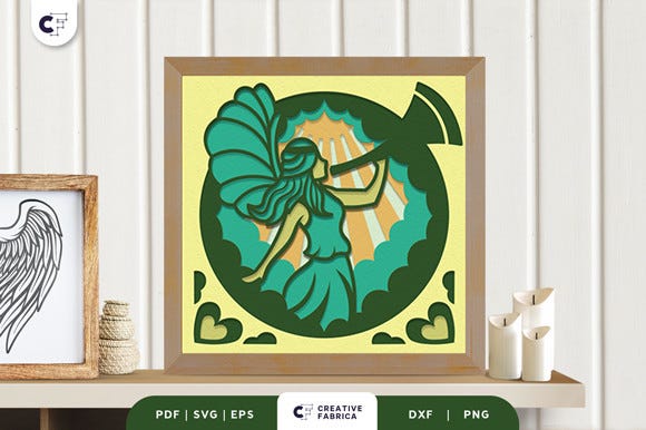 Angel with Big Trumpet 3D Shadow Box SVG (People 3D SVG Crafts) | by ...