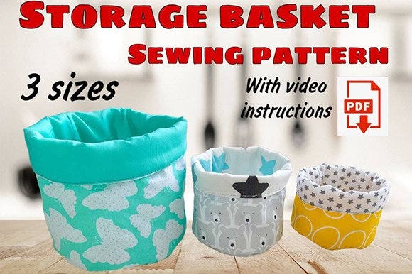 Storage Basket Sewing Pattern (Sewing Patterns) | by Kaijunxing | Apr ...