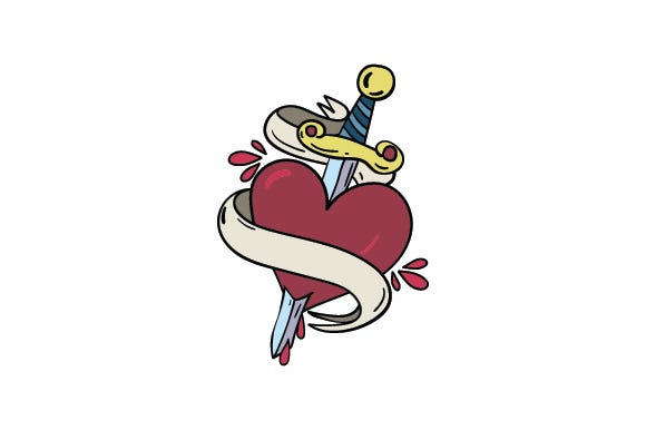 Stabbed Heart Old School Tattoo - Vladpatani - Medium