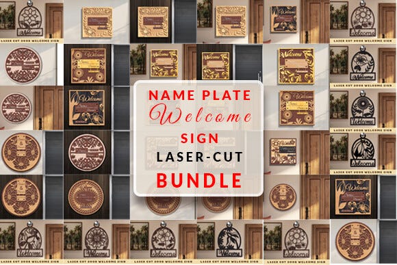 Laser Cut Door Name Plate SVG Bundle - Leejunhe - Medium