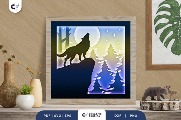 Wolf in the Forest 3D Shadow Box SVG | by Bytebelle | Jun, 2024 | Medium