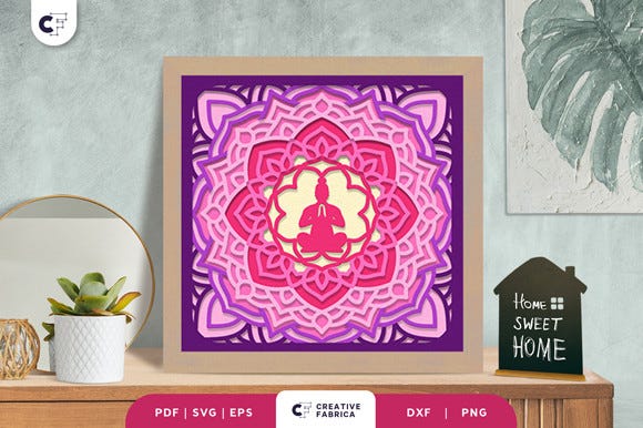 Mandala Namaste 3D Shadow Box SVG (Yoga and meditation 3D SVG Crafts ...