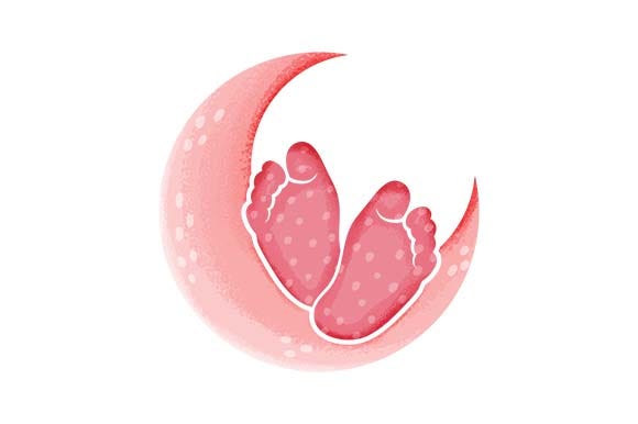 Pink Baby Feet with Crescent Moon - Yayoikusama - Medium