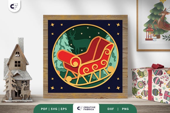 Christmas Sleigh Shadow Box Paper Cut | by Dariakol | Medium