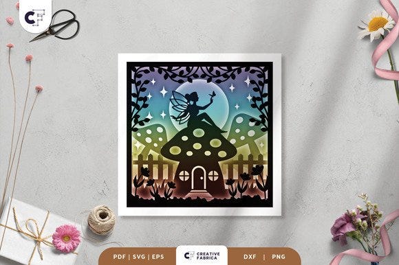Spring Fairy Garden 3D Shadow Box (Spring 3D SVG Crafts) | by Vectorval ...