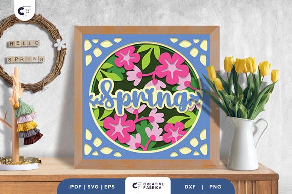 Spring 3D Shadow Box Paper Cut SVG (Spring 3D SVG Crafts) | by ...