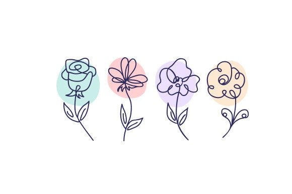 Single Line Flower Art - Craftycarla - Medium