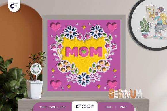 Floral Mum 3D Shadow Box Paper Cut (Mother’s Day 3D SVG Crafts) | by ...