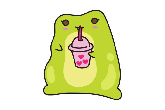 Cute Frog Drinking Bubble Tea (Design & Drawing SVG & Crafts) | by ...
