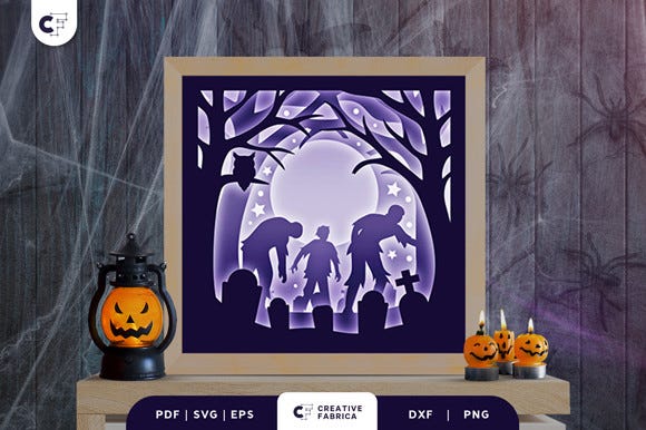 Haunted Graveyard 3D Light Box (Halloween 3D SVG Crafts) | by ...