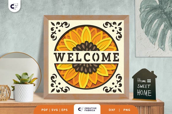 Welcome Sunflower 3D Shadow Box Papercut | by Teachcraft | Medium