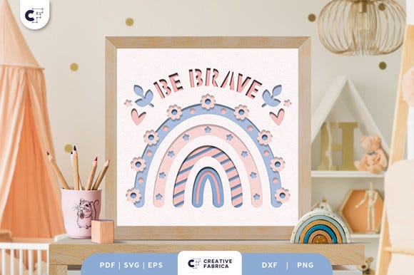Be Brave Boho Rainbow 3D Shadowbox (Baby 3D SVG Crafts) | by Dariakol ...