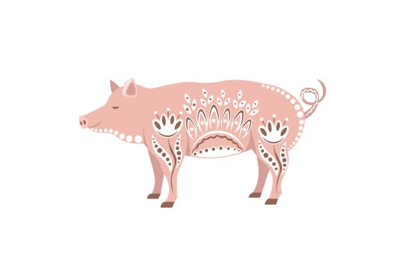 Pig Folk Art Style - Ettore Sottsass - Medium