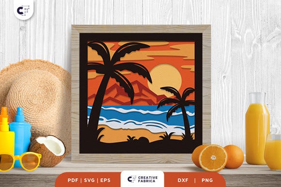 Beach Sunset 3D Layered Papercut (Summer 3D SVG Crafts) | by ...
