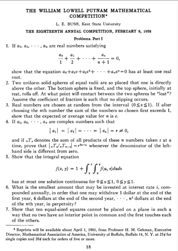 World s Toughest Math Exam The William Lowell Putnam Mathematical