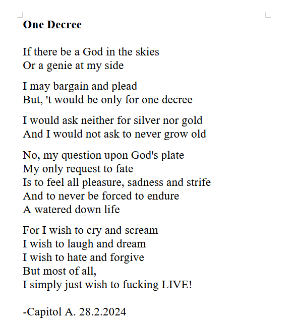 (Coarse Language) One Decree — Poem - Capitol A - Medium