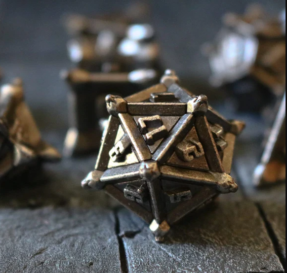 Caltrop Metal Dice Set Silver — DND Tabletop Gaming Dice - Runic Dice ...