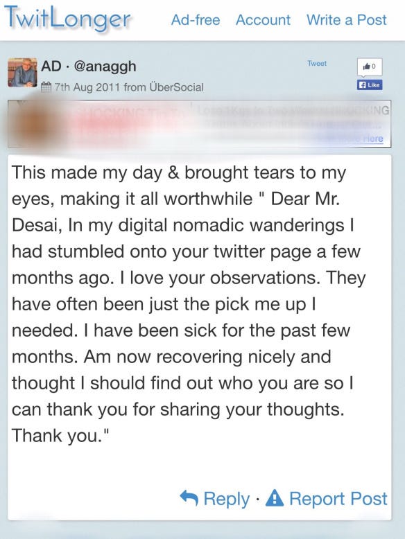 Humbling experience. 7th August 2011 I received a message… | by AD | Medium