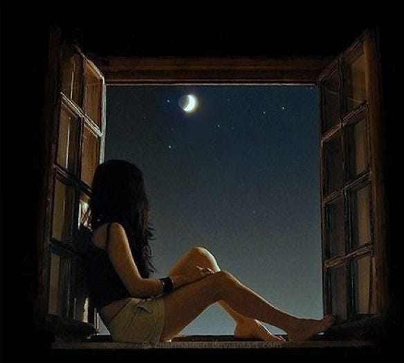 She and her Moon.... She and her moon, lighting up her dull… | by Her Musing Verse | Her Musing ...