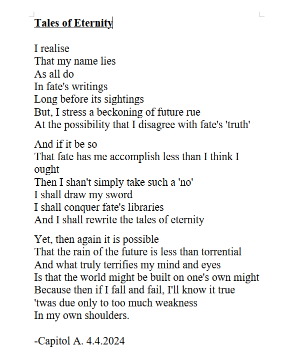 Tales of Eternity — Poem - Capitol A - Medium