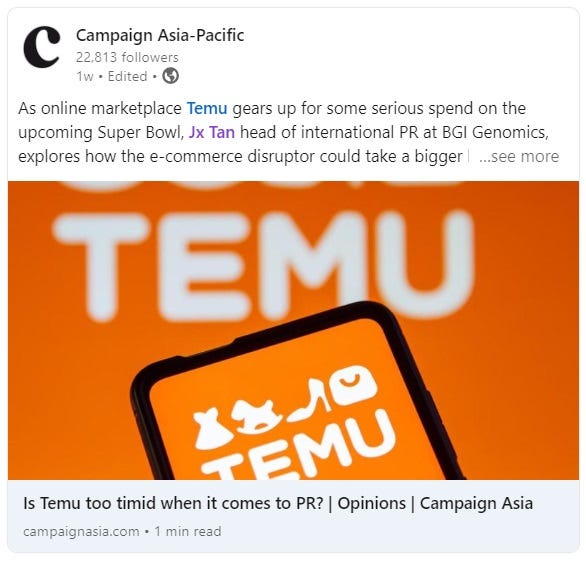 TLDR: Is Temu too timid when it comes to PR? | by K J | Medium