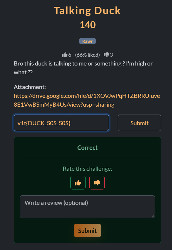 v1t CTF 2025 {Talking Duck} - Deenflow - Medium