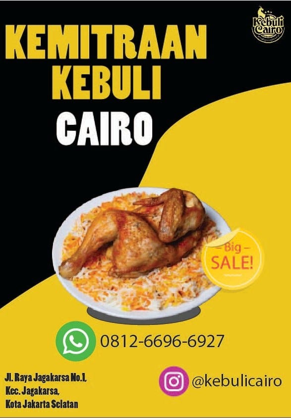 SALE Kerjasama Nasi Kebuli Cairo, CALL 0812–6696–6927, Franchise Nasi ...