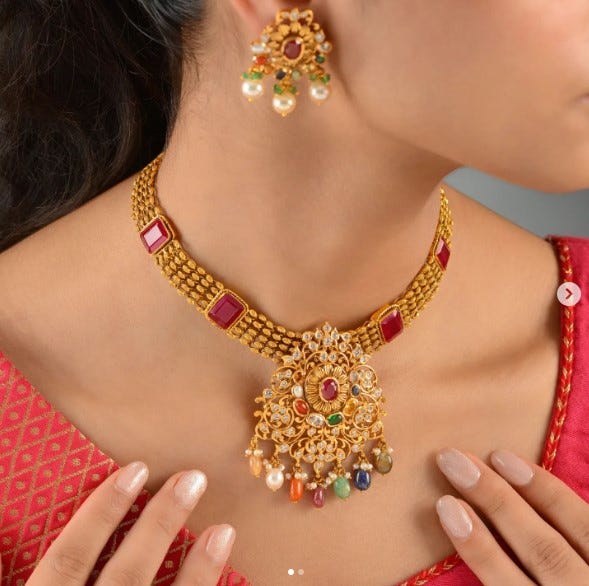 The radiant Krishna gold necklace exudes divine elegance. | by krishna ...