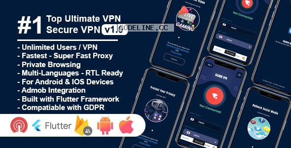 Secure VPN Ultimate v1.0 — Flutter Project | Android | IOS | Admin Panel - WPNULL - Medium
