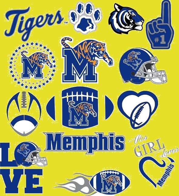 Memphis Tigers Sports Emblems Football Fan Clipart Bundle Svg Cut File
