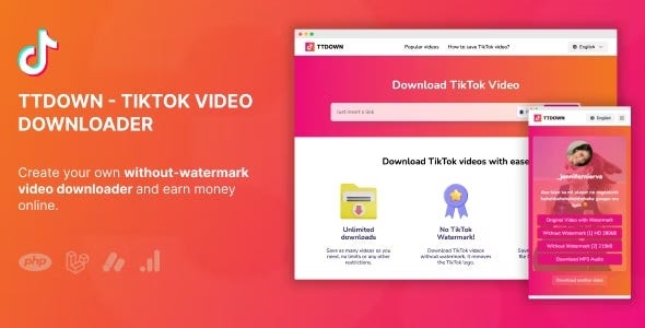 Tiktok Video Downloader Plugins, Code & Scripts Nulled Download Free 2024 | by Toolszu.com | Mar ...