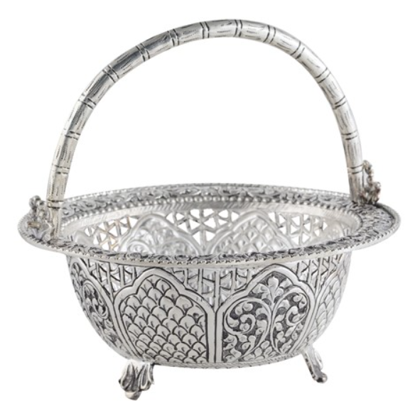 Buy silver flower basket online at Krishna House of Silver - Krishna ...