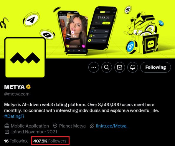 METYA’s Official Twitter Surpasses 400,000 Followers — A New Chapter in the Web3 Social ...