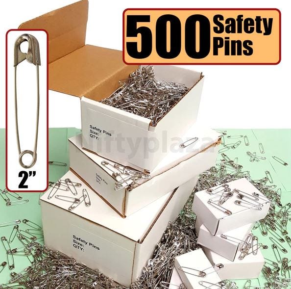 Buy 500 Extra Large Safety Pins, Size 2 Inch, Crafting, Quilting ...