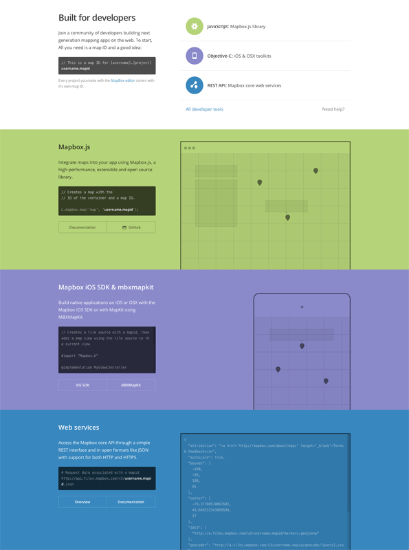 New /developers page | by Mapbox | maps for developers