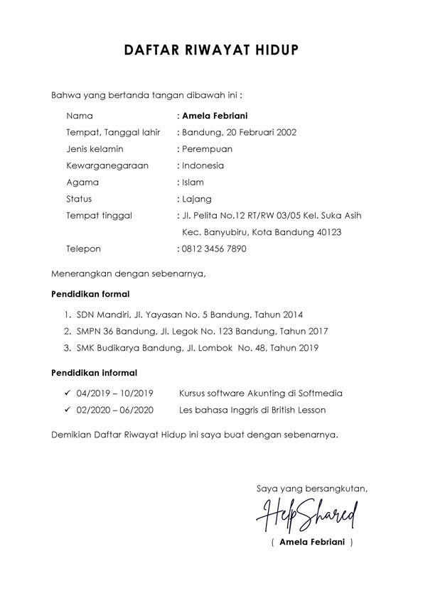 10 Contoh Daftar Riwayat Hidup dalam Berbagai Versi | by KOSTA ...