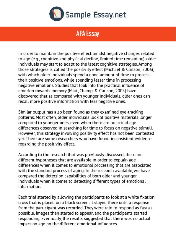 Apa Format For Essay Paper