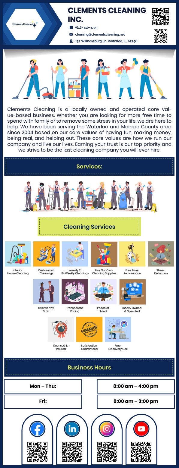 Clements Cleaning Inc.. 132 Williamsburg Ln, Waterloo, IL… | by ...