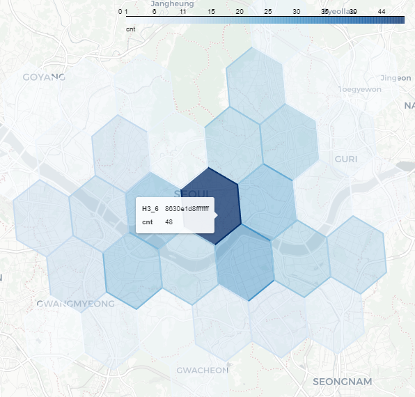 Uber H3 기반 격자 집계 및 단계구분도 시각화. GeoHash를 썼으면 최신 공간 인덱싱 체계인 H3를 안써볼 수 있나 | by DHL | Medium