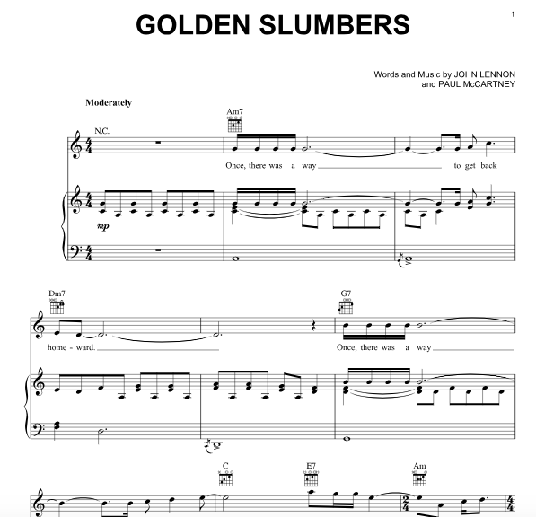 Golden Slumbers Golden Slumbers Guitar Chords/Lyrics | ZZounds