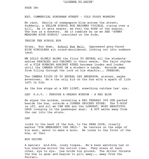 Page One: “License to Drive” (1988) - Go Into The Story