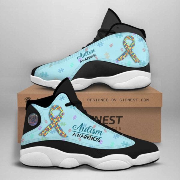 Autism Ribbon Air Jordan 13 Sneakers Shoes Autism Awareness Shoes Gifts ...