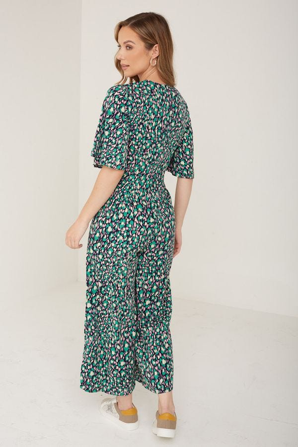“AMY Printed Jumpsuit in Green: Embrace Nature’s Elegance with Style ...