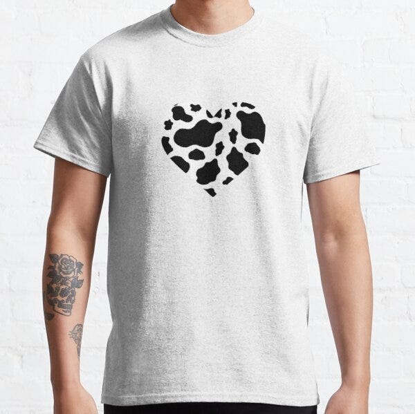Cow Print Heart Classic T-Shirt Flagship RB1809 - The Cow Print ...