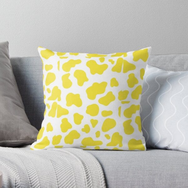 Yellow Cow Print, Pattern Throw Pillow Flagship RB1809 - The Cow Print ...