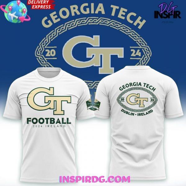 Georgia Tech Football Dublin Ireland 2024 White T-Shirt | by ...