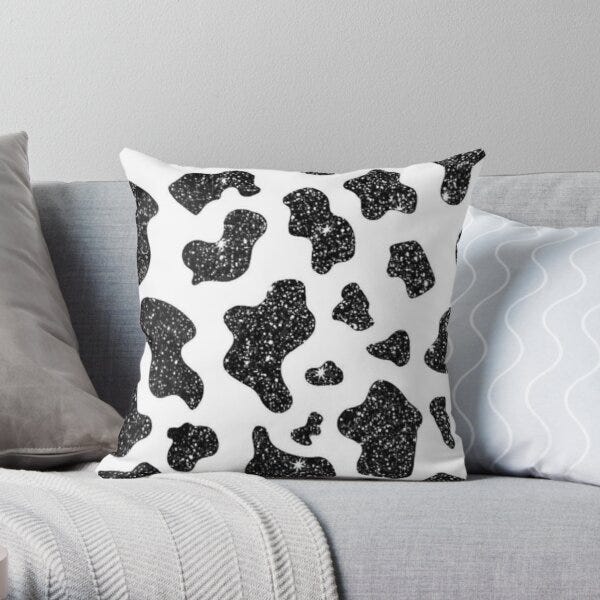 Sparkle Cow Print Throw Pillow Flagship RB1809 - The Cow Print ...