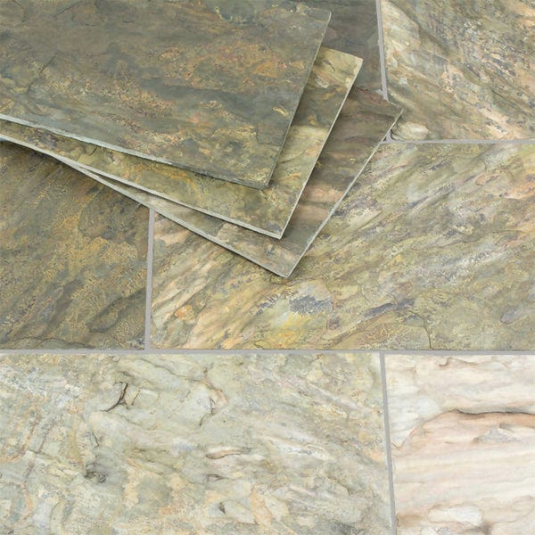 MULTICOLOUR CALIBRATED RIVEN SLATE TILES - worktopsukeu - Medium
