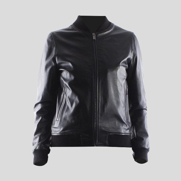 Handmade Women Genuine Leather Bomber Jacket - esha shahzadi - Medium