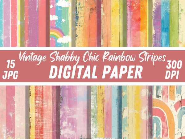 Distressed Shabby Chic Rainbow Stripes (Digital Background Textures ...